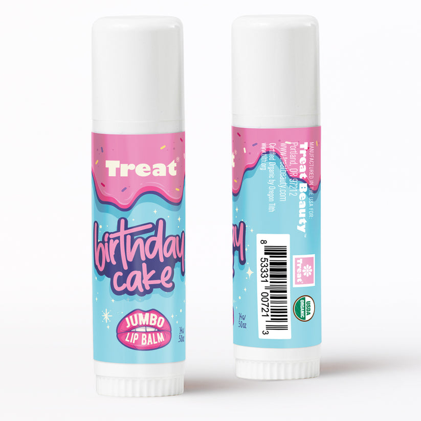 NEW! Birthday Cake Jumbo Organic Lip Balm – Treat Beauty