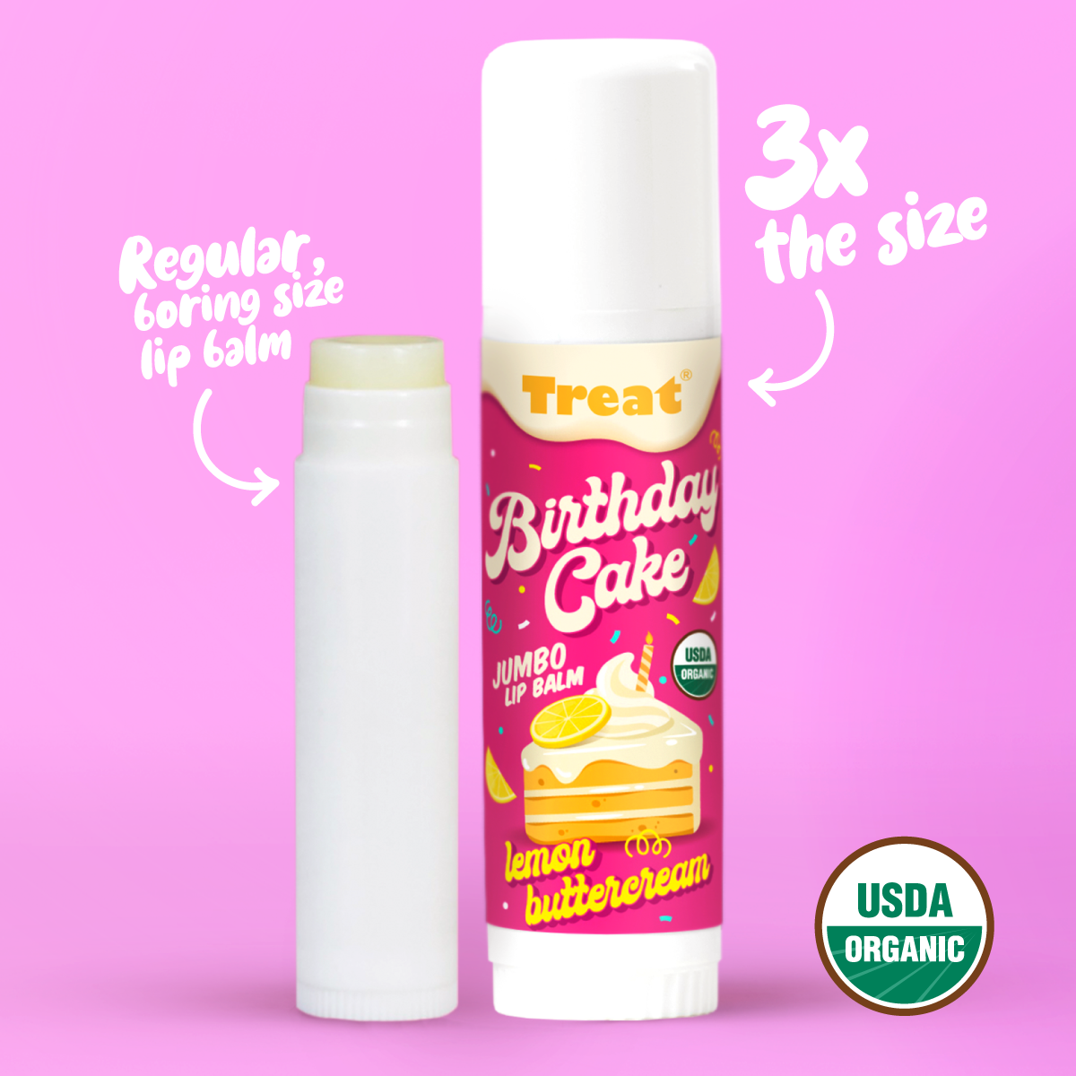 Birthday Cake Jumbo Organic Lip Balm | Lemon & Vanilla Buttercream ...