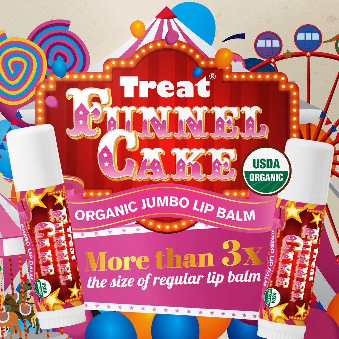 Funnel Cake Jumbo Organic Lip Balm | Funnel Cake – Treat Beauty